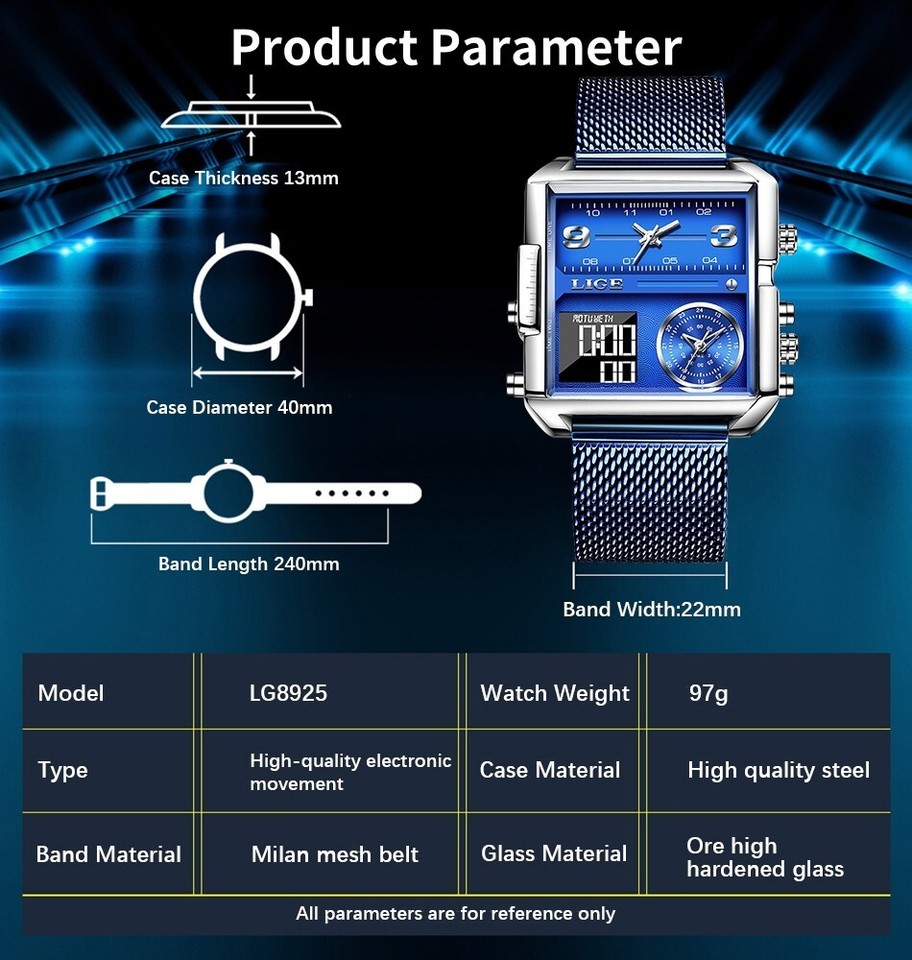 Casual Men Watch Electrical Quartz Digital Week Luminous Waterproof ...