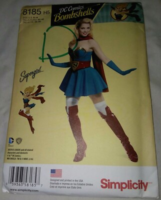 New Uncut Simplicity Pattern 8185 Misses Size 6 to 14 Costume Supergirl ...