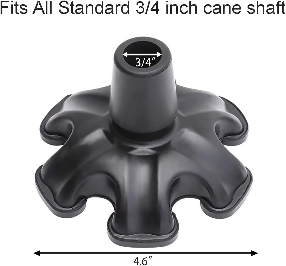 Cane Tip with 6 Support Rubber Foot for Walking Canes 3/4 In Shaft Self ...