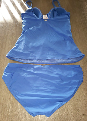 CALVIN KLEIN 2 PC SWIM SWIMMING SUIT size XXL solid blue NICE! CLEAN ...