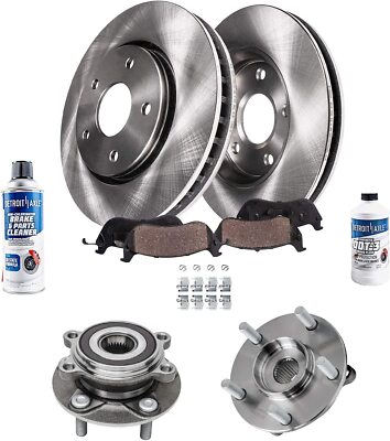 Front Rotors Ceramic Brake Pads + Wheel Bearings & Hubs for 2014 - 2018 ...