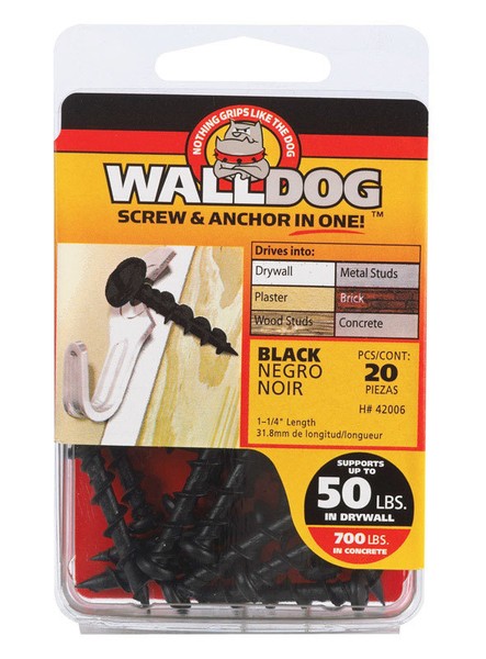Hillman Group 42006 WallDog Screw and Anchor in One Black Pan Head ...