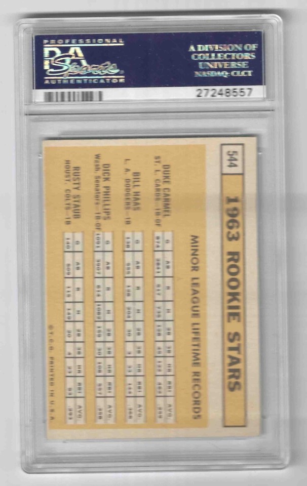 1963 Topps Rookie Stars #544 Duke Carmel Bill Haas Dick Phillips Staub ...