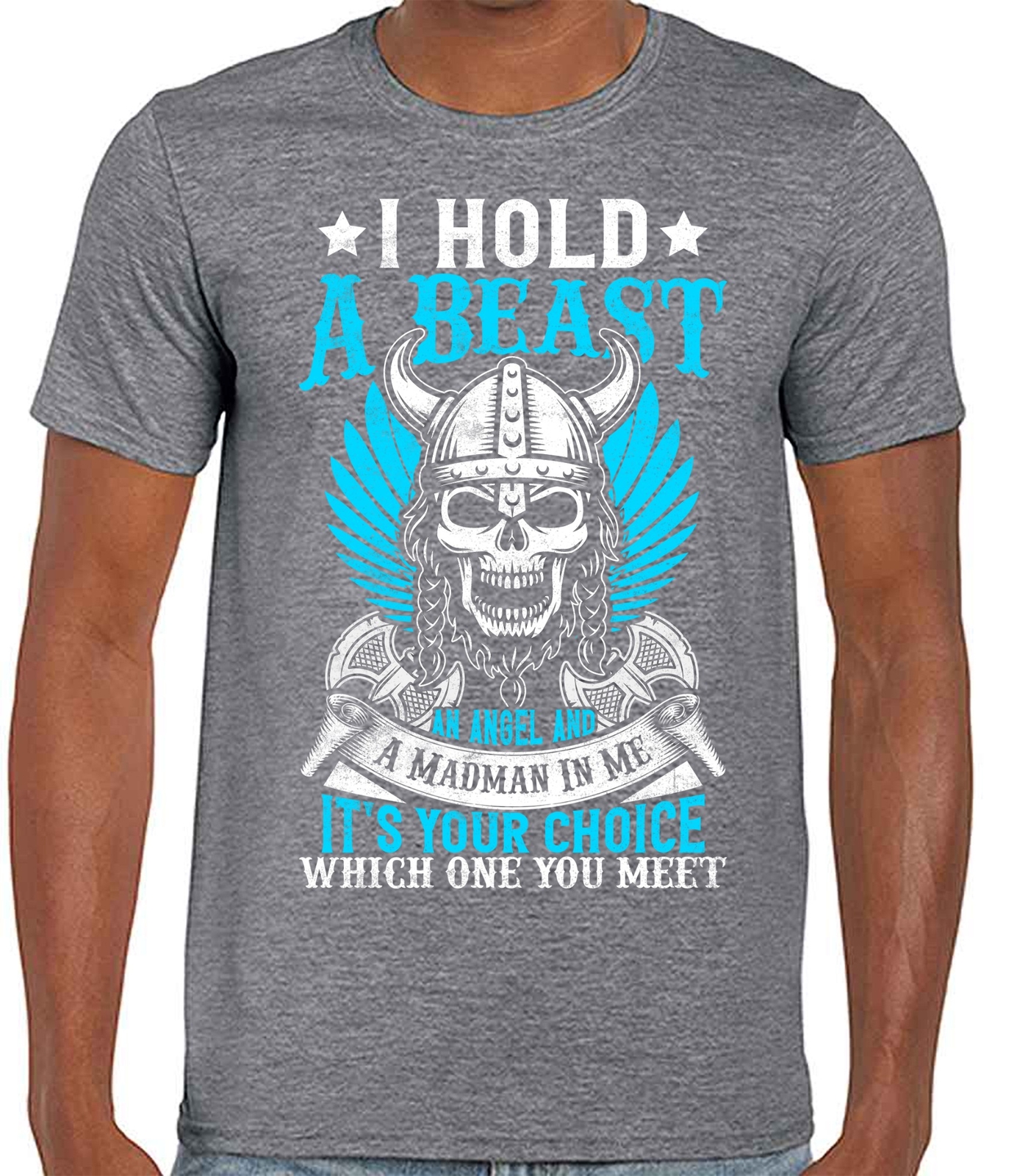 VIKING T-SHIRT, I HOLD A BEAST, ANGEL, MADMAN, Ring Spun Comfy Vintage ...