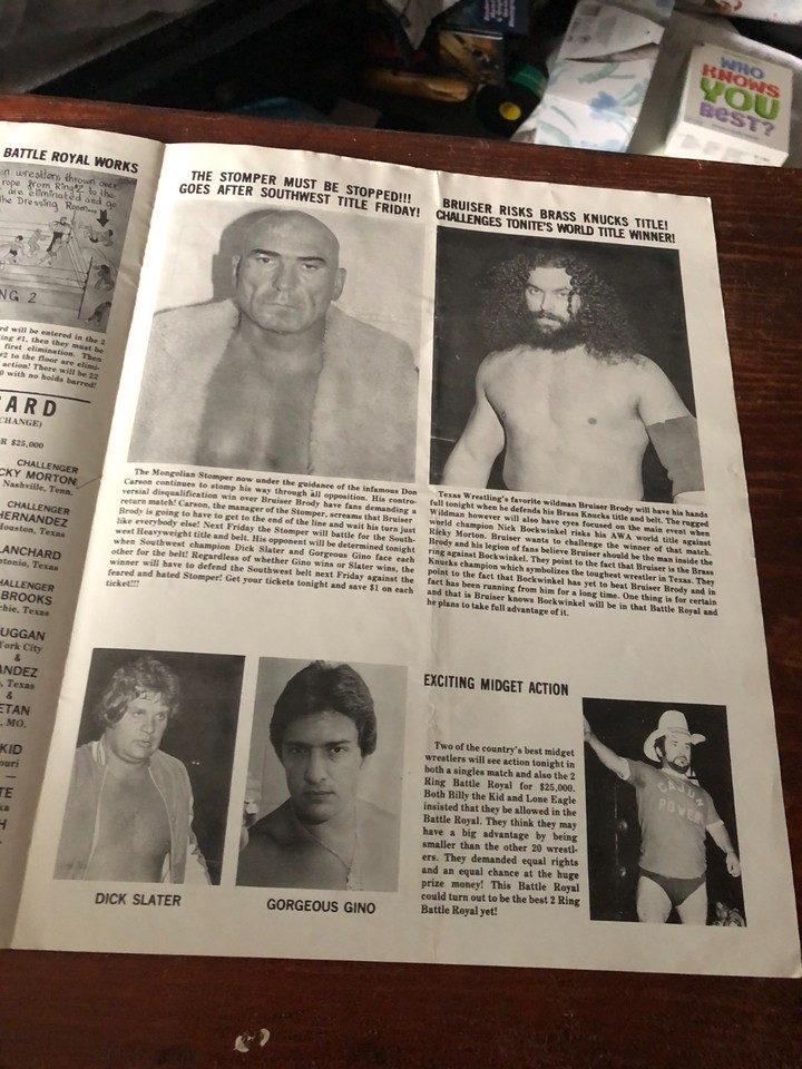 Vintage 07/02/1982 Houston, TX Paul Boesch Wrestling Program NWA/UWF ...