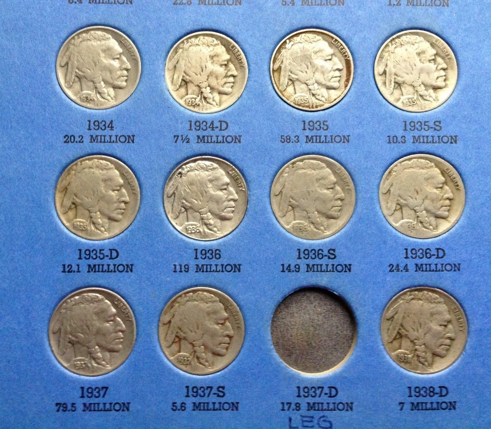 *FREE S/H! STUNNING BUFFALO NICKEL COLLECTION 1913-38! *7 SEMI-KEYS ...