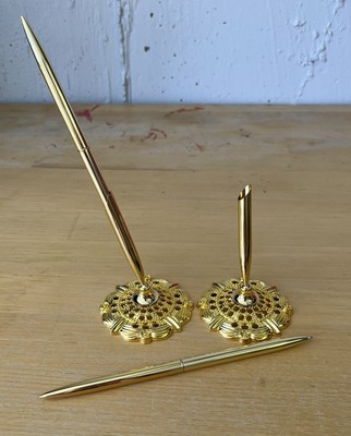 Wedding Book Pens With Stand Gold Decor | eBay