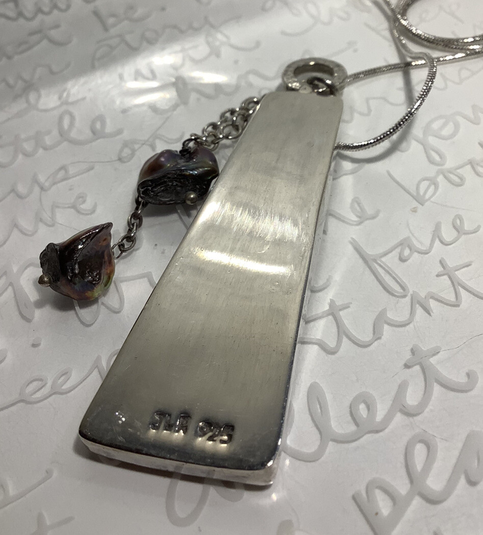 JANICE LEE RIPLEY JLR Handmade 925S Yak Bone & Pearl Pendant Necklace ...