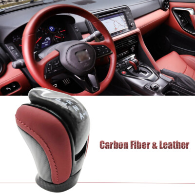 Fit 2009-2020 2021 Nissan GTR R35 Red Leather Carbon Fiber Shift Knob ...