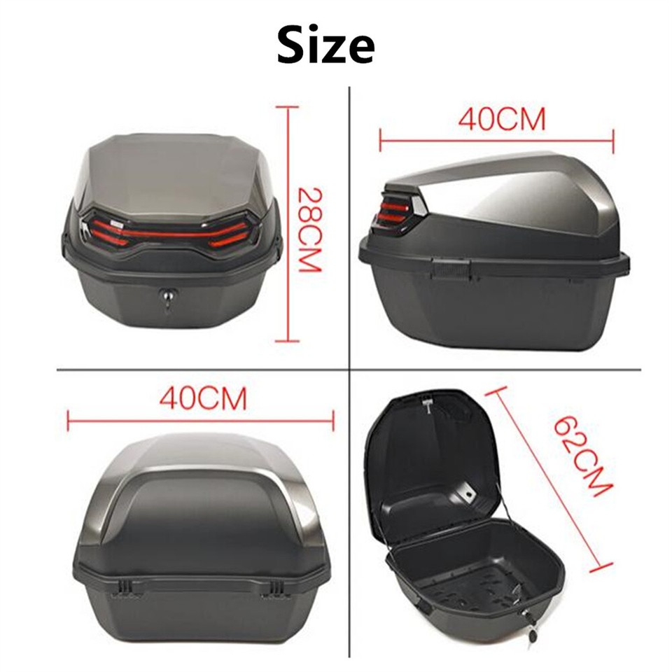 Black+Red Motorcycle Tail Box Rear Luggage Storage Box w/ Night ...