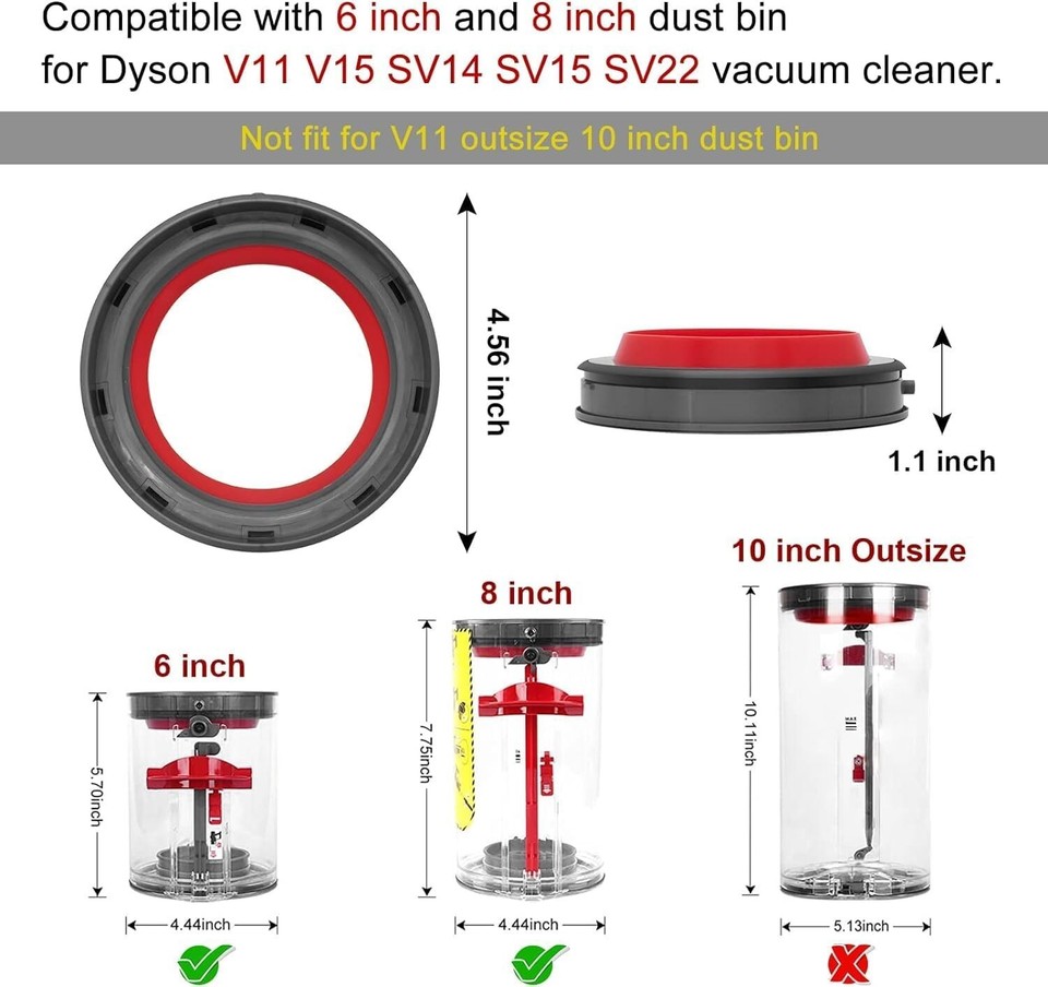 Dust Bin Top Fixed Sealing Ring For Dyson V11 SV14 SV15 Vacuum Cleaner ...