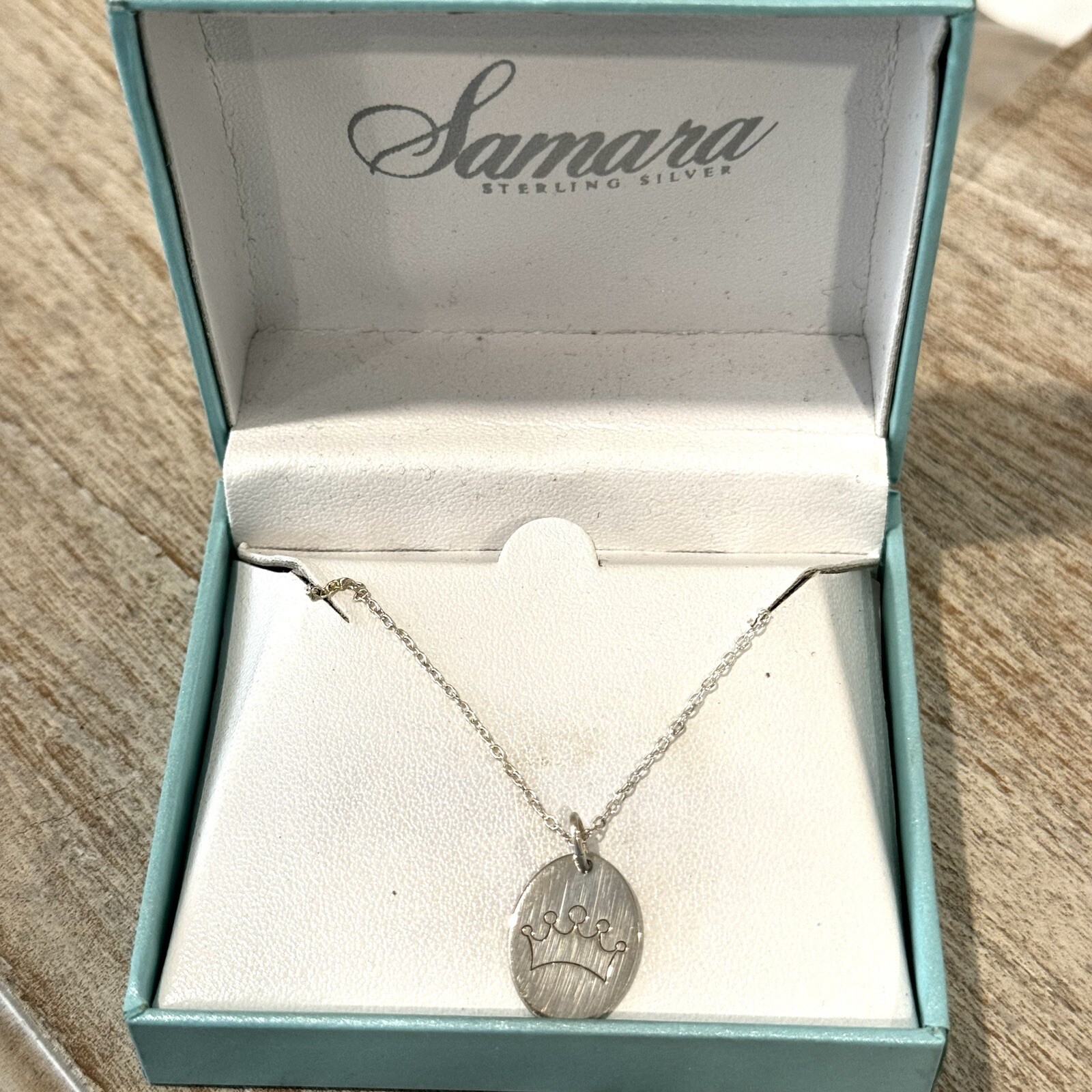 Samara Solid Sterling Silver Princess Necklace with Oval Pendant ...