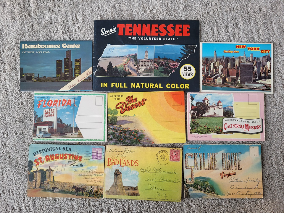 Vintage Lot (18) assorted UNITED STATES SOUVENIR POSTCARD FOLDERS | eBay