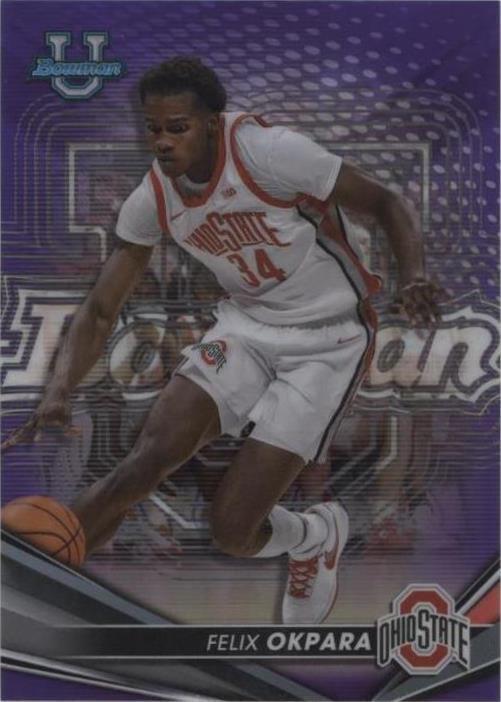 2022-23 Bowman University Best - Felix Okpara #61 Purple Refractor /250 ...