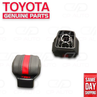 24 - 26 TOYOTA TACOMA TRD PRO LEATHER SHIFTER KNOB BLACK RED OEM NEW | eBay