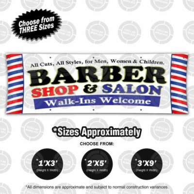 Barber Shop & Salon Banner Open Lounge Sign Beauty Display Haircuts ...