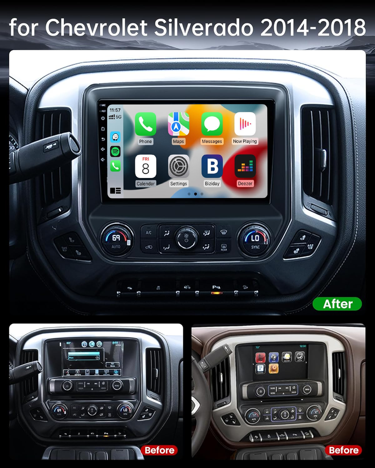 Car GPS Carplay Stereo Radio For 2014-2018 Chevrolet Silverado GMC ...