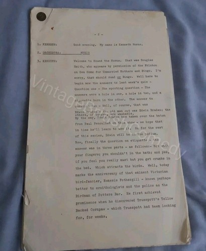 RARE Round the Horne BBC Radio Comedy Script 1965 Kenneth Horne Kenneth ...