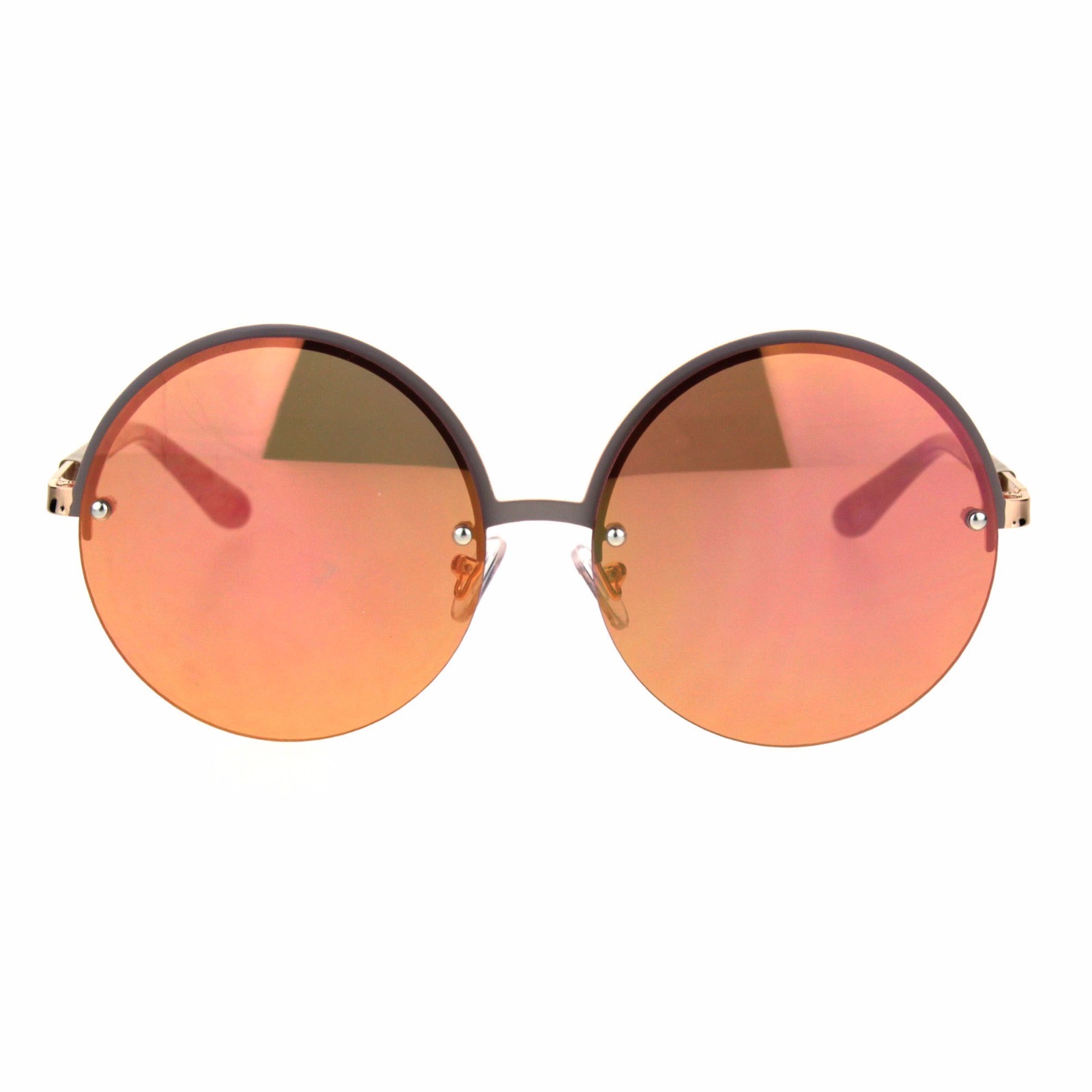 Womens Fashion Sunglasses Trending Half Rim Round Circle Frame UV 400 ...