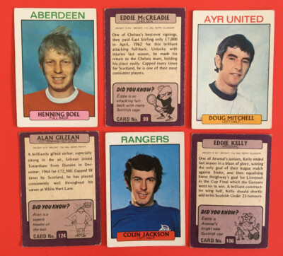 A&BC Football Cards Scottish 1971/72 Purple Backs Series 2 (74-144 ...