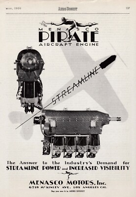 1930 Menasco Aircraft Engine Ad 10/23/2024uu | eBay
