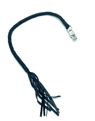 42" Motorcycle Get Back Whip Black Leather Biker Whip for Handlebar 06 ...
