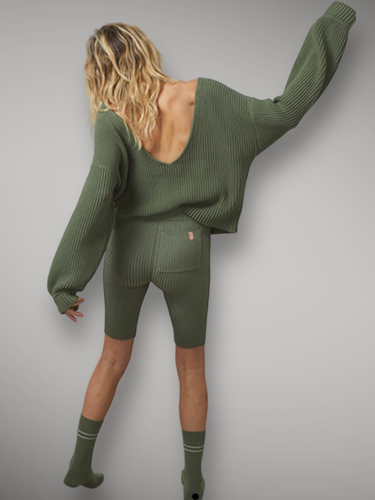 Lunya Cozy Cotton Silk Reversible Pullover Humbled Green Sweater Small ...