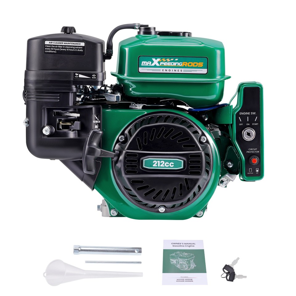 Electric Start Gas Engine Motor 212cc 4-Stroke 7HP Horizontal ...