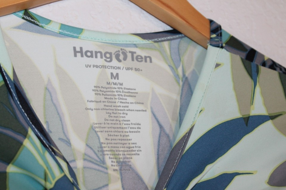 Hang Ten Rash Guard Sz M Mint Leaf Tropical Print UPF 50 - 1 small ...