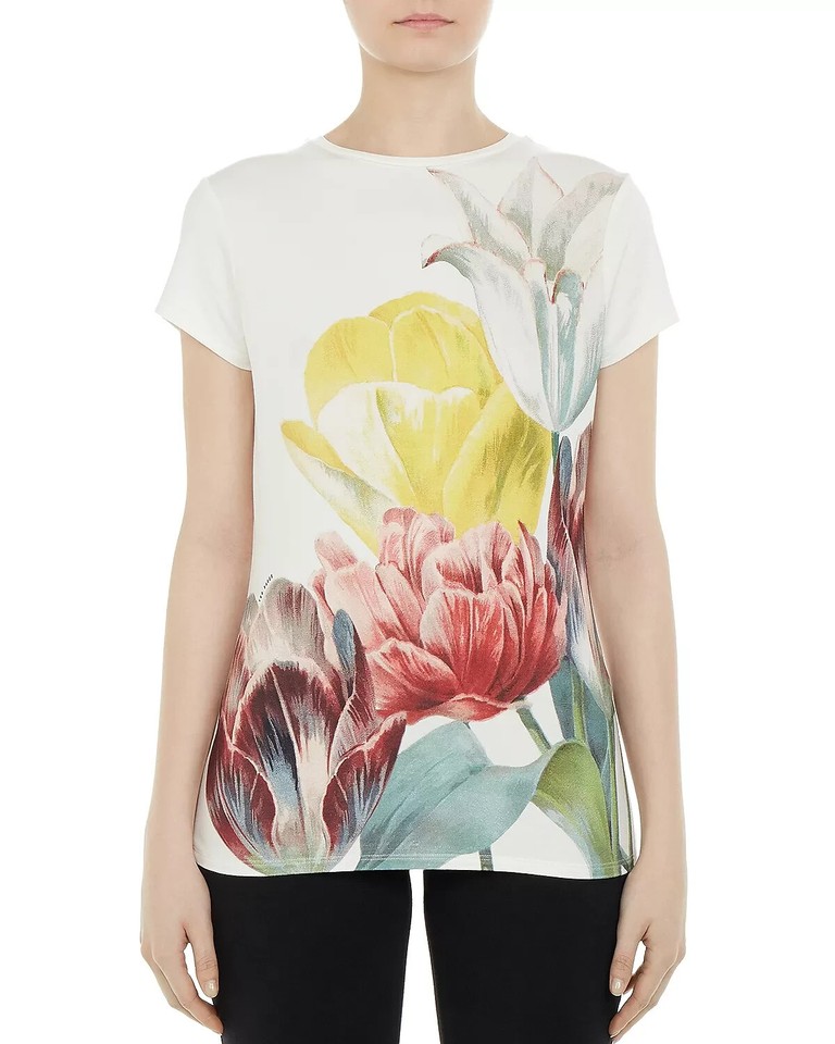 TED BAKER Pippie Tranquility tulip flower floral print t-shirt top size ...