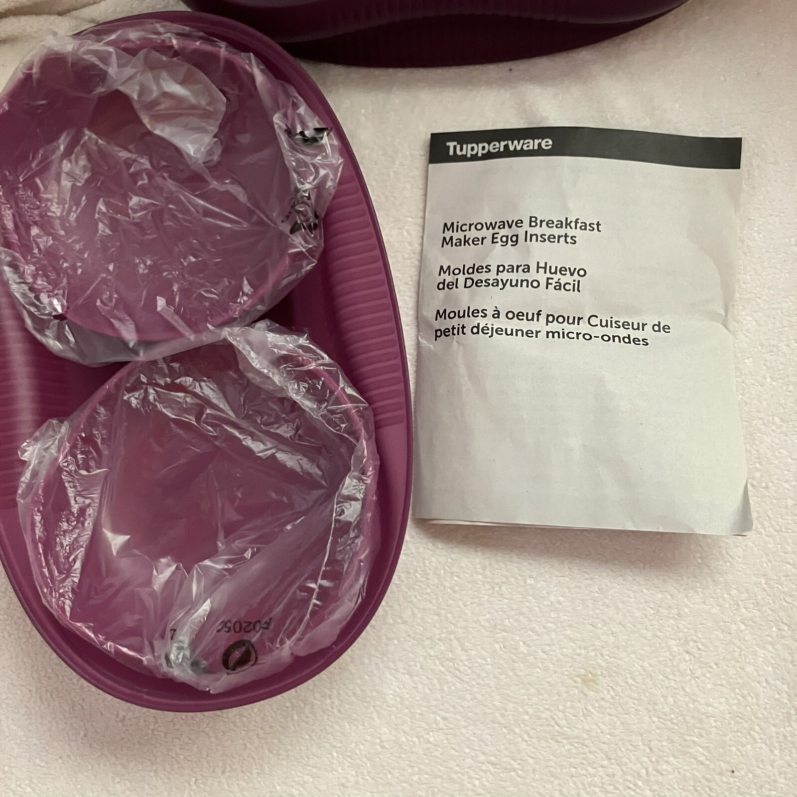 Tupperware Microwave Breakfast Maker Set w/Poached Egg Inserts Purple ...