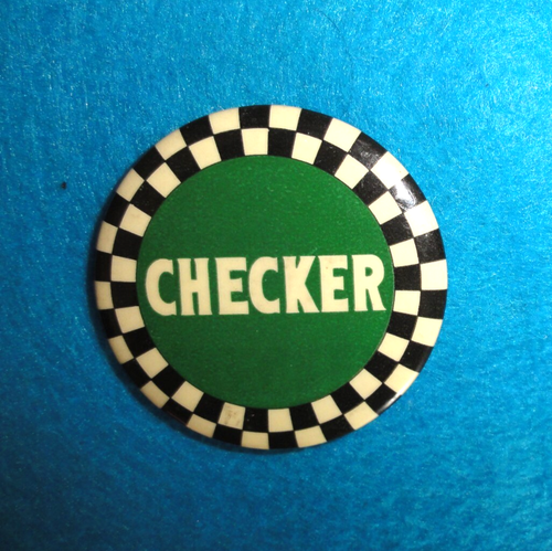 1930 s Original "Checker" Taxi Cab Driver Hat Badge, Celluloid Button ...