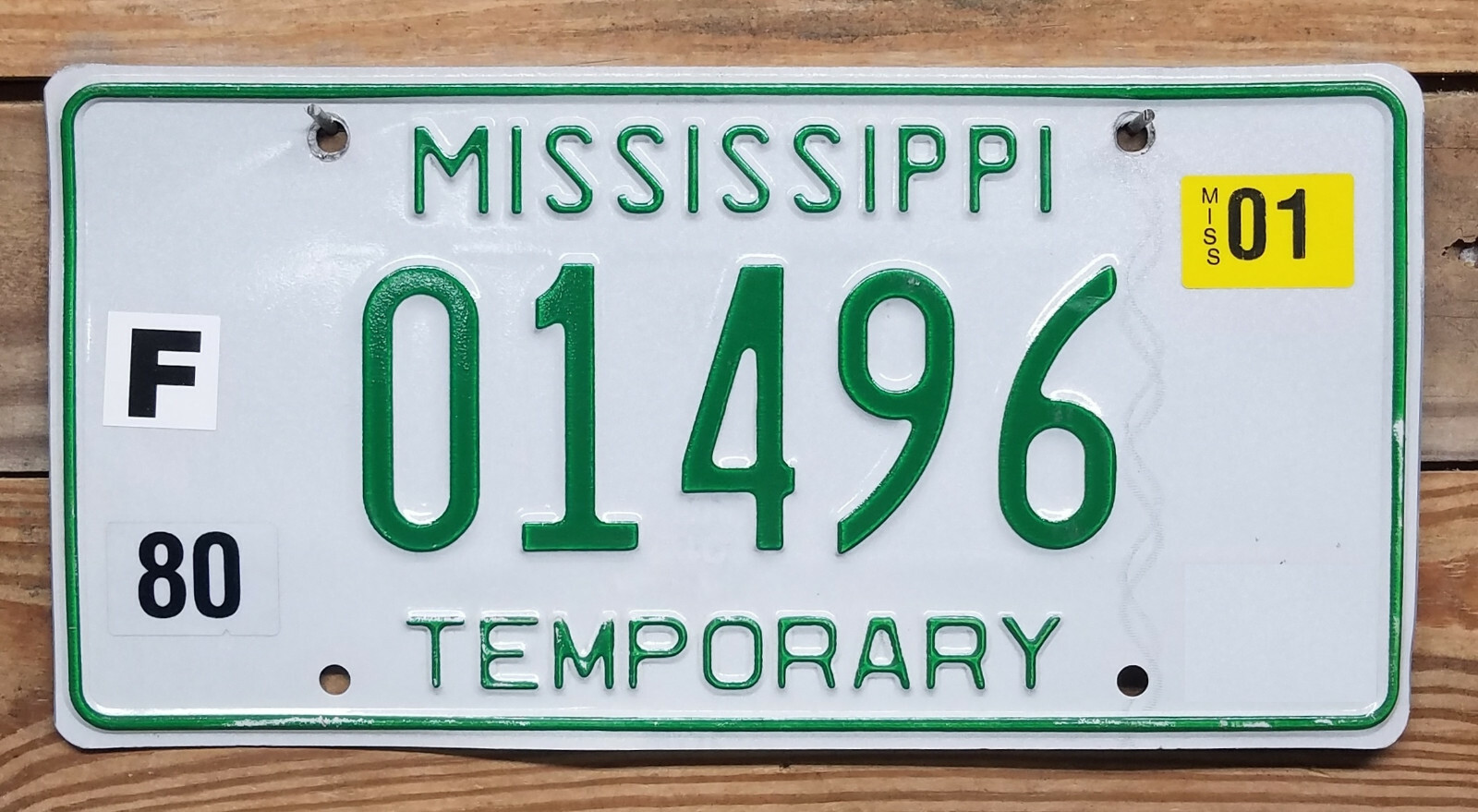 Mississippi Expired 2001 Winston County TEMPORARY License Plate ~01496 ...