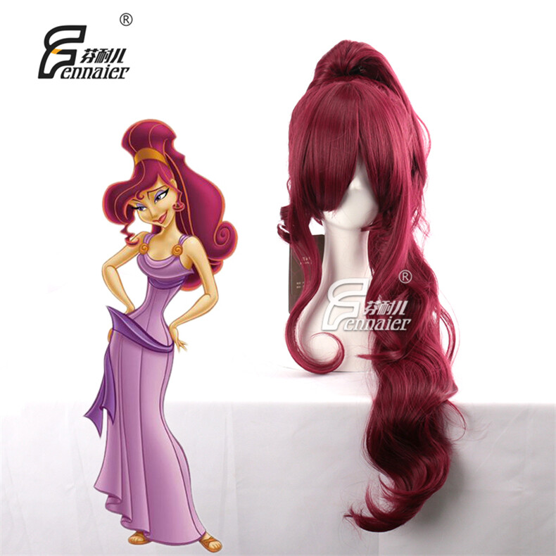 Cosplay Wig Hercules Cosplay Wig Wine Red Long Curly Hair | eBay