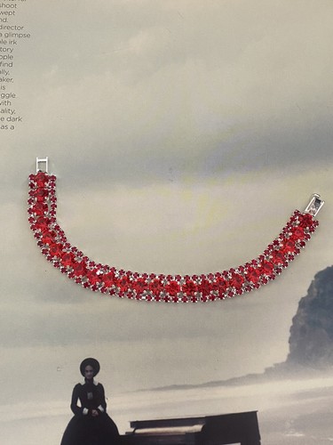 New GOLD PLATED RED Crystal Bracelet Wedding Formal Bridal BRIDES Au ...