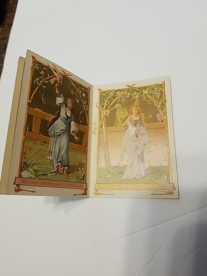 Victorian Trade 1878 Calendar of the Seasons Lovely Maidens booklet 4x2 ...