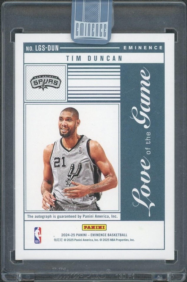 2024/25 Panini Eminence Tim Duncan Love of the Game Auto /5 | eBay