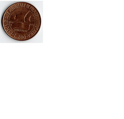 1992 Italy L200 Coin ESPOSIZIONE MONDIALE DI FILATELIA TEMATICA Lire ...