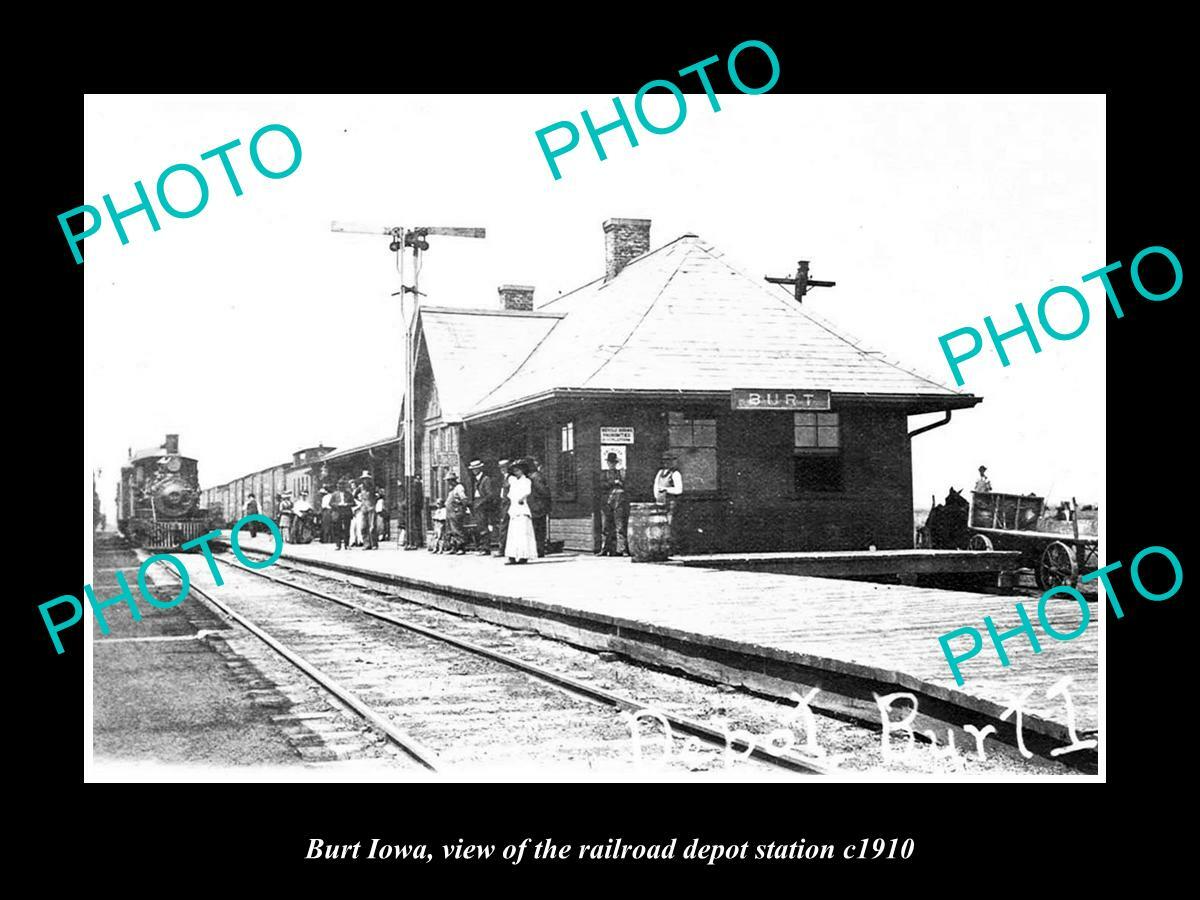 OLD 8x6 HISTORIC PHOTO OF BURT IOWA THE RAILROAD DEPOT STATION c1910 | eBay