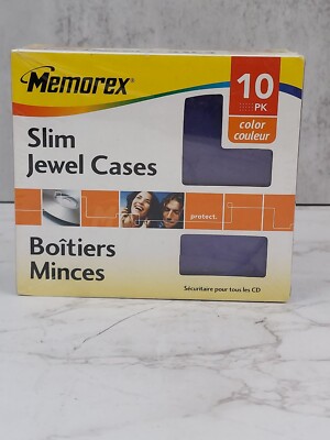 2008 Memorex 10-pack CD/DVD Vintage Slim Jewel Cases Multi Colors ...