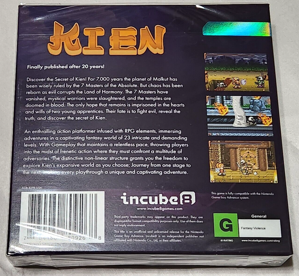 Kien Video Game Sealed Incube8 Games Nintendo Game Boy Advance GBA | eBay