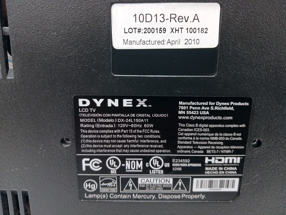 Dynex DX-242150A11 24 inch LCD TV Flat Screen Television HDMI with ...