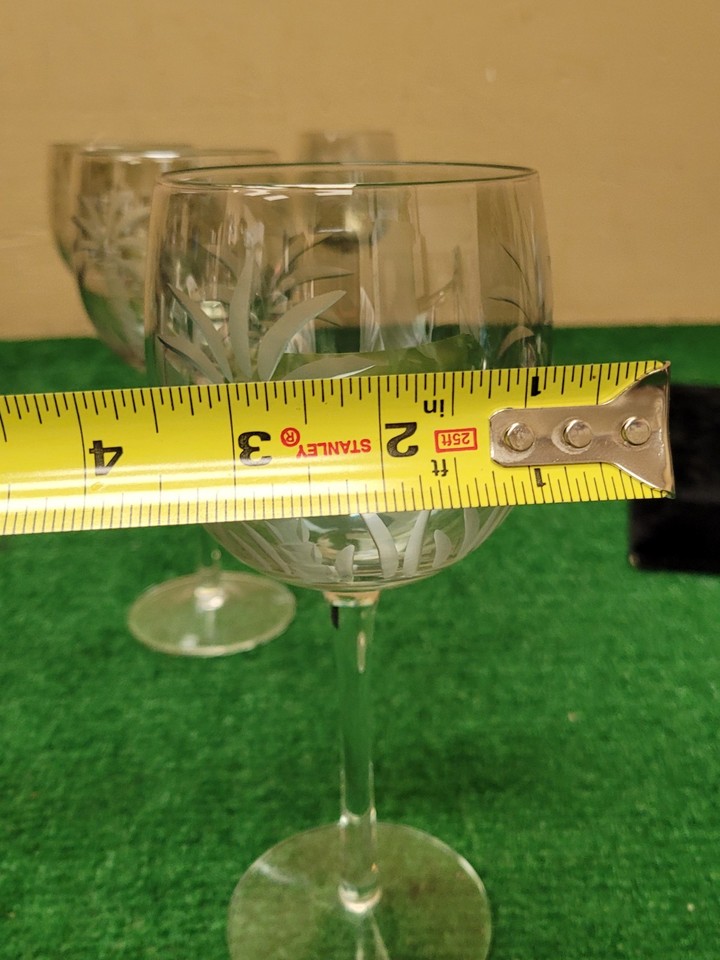 5 Lenox British Colonial Etched Glass Palm Tree 8 1/4" Wine Glasses ...