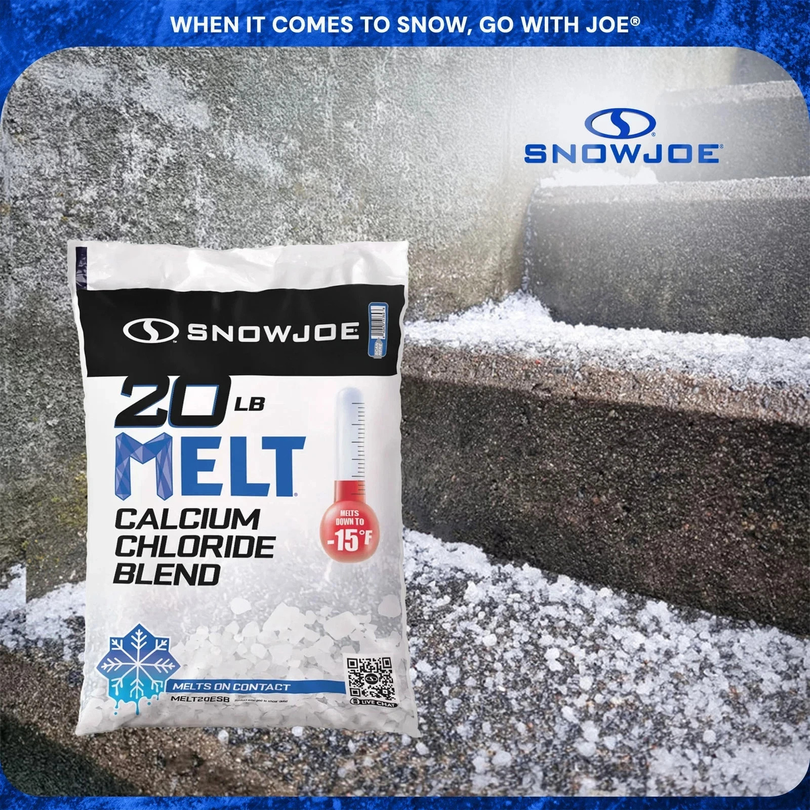 Snow Joe 20 lb Calcium Chloride Blend Ice Melt- Fast Acting, Melts to ...