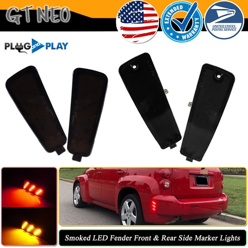 For Chevy HHR Smoked LED Front Amber & Rear Red Side Marker Signal ...