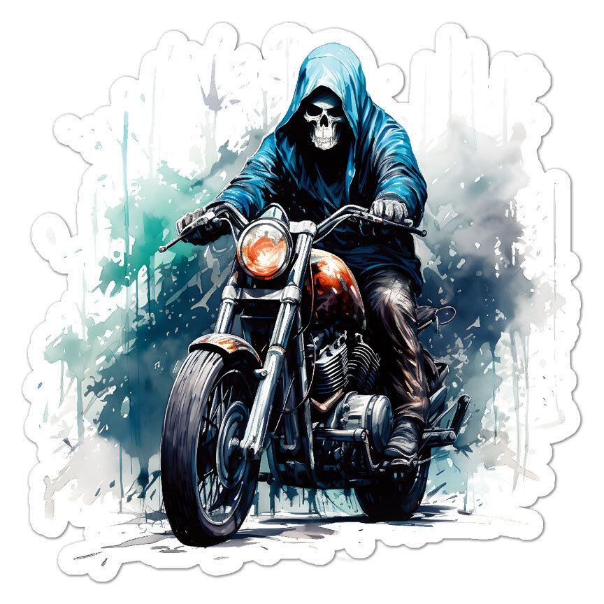 Death Skull Motorcycle, Vinyl Decal Sticker, Indoor Outdoor, 3 Sizes ...