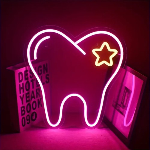 Pink Teeth LED Neon Signs Light USB Powered Light Decorative Wall Light ...