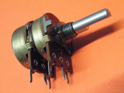 24mm Dual Gang (Stereo) Potentiometer Pot 200K A Log Shaft 6mm Nut A15 ...