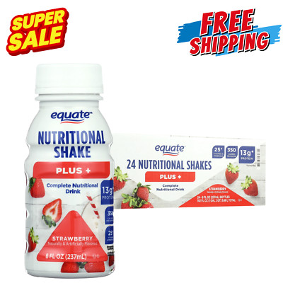 Equate Original Nutritional Shake, Strawberry, 8 Fl Oz, 24 Count | eBay