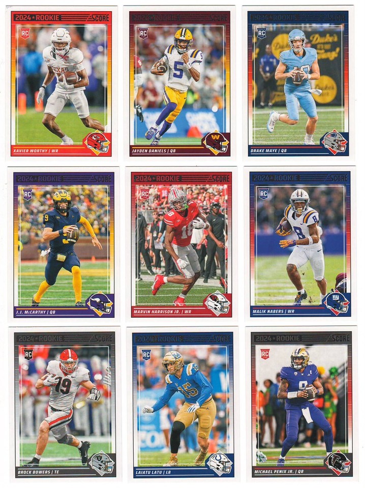 2024 Score Football Card Complete Master Set 500 Insert Base Rookie ...
